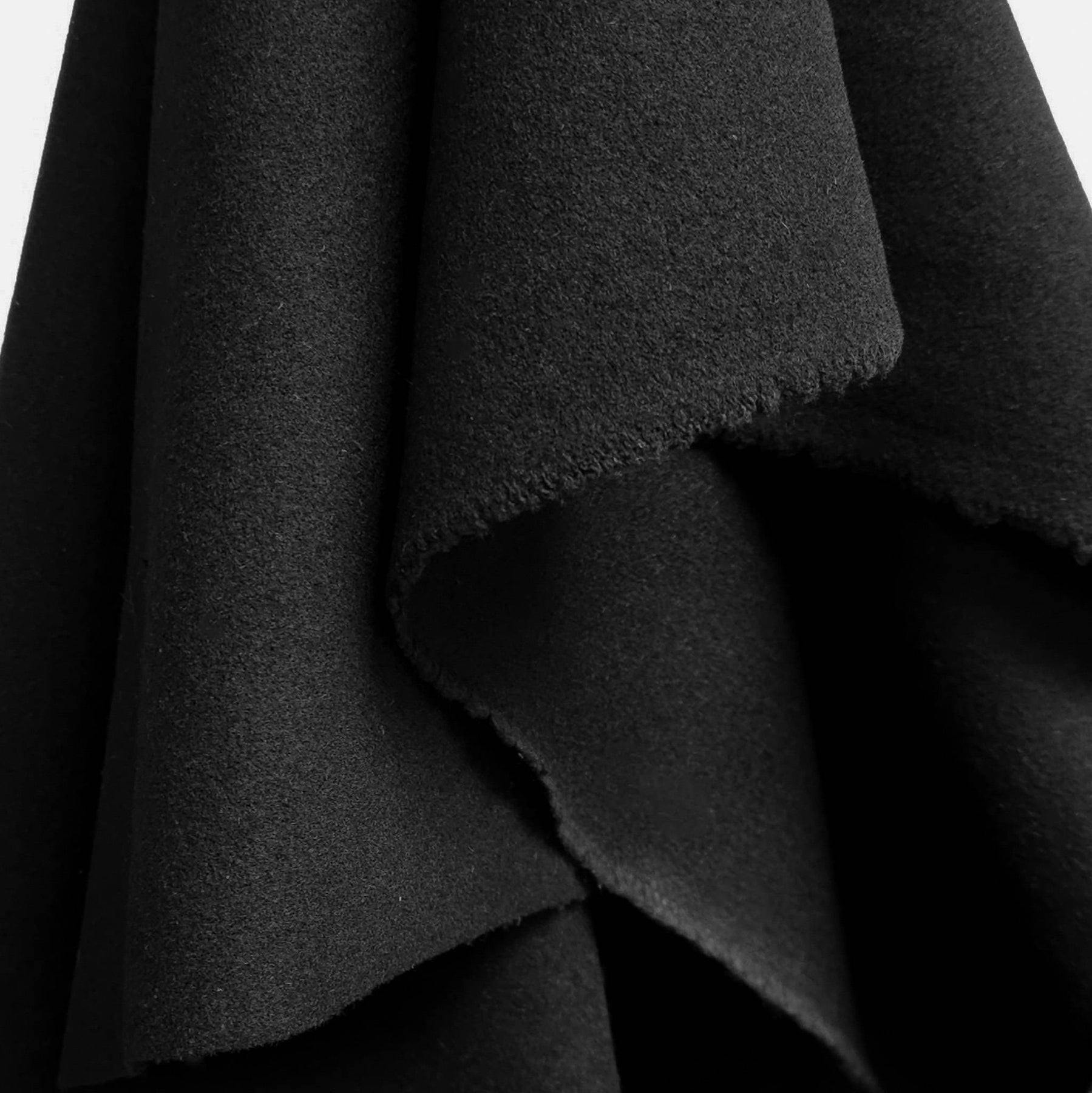 Black Wool Coating Fabric – 100% Wool, 350 GSM | Les Tissées