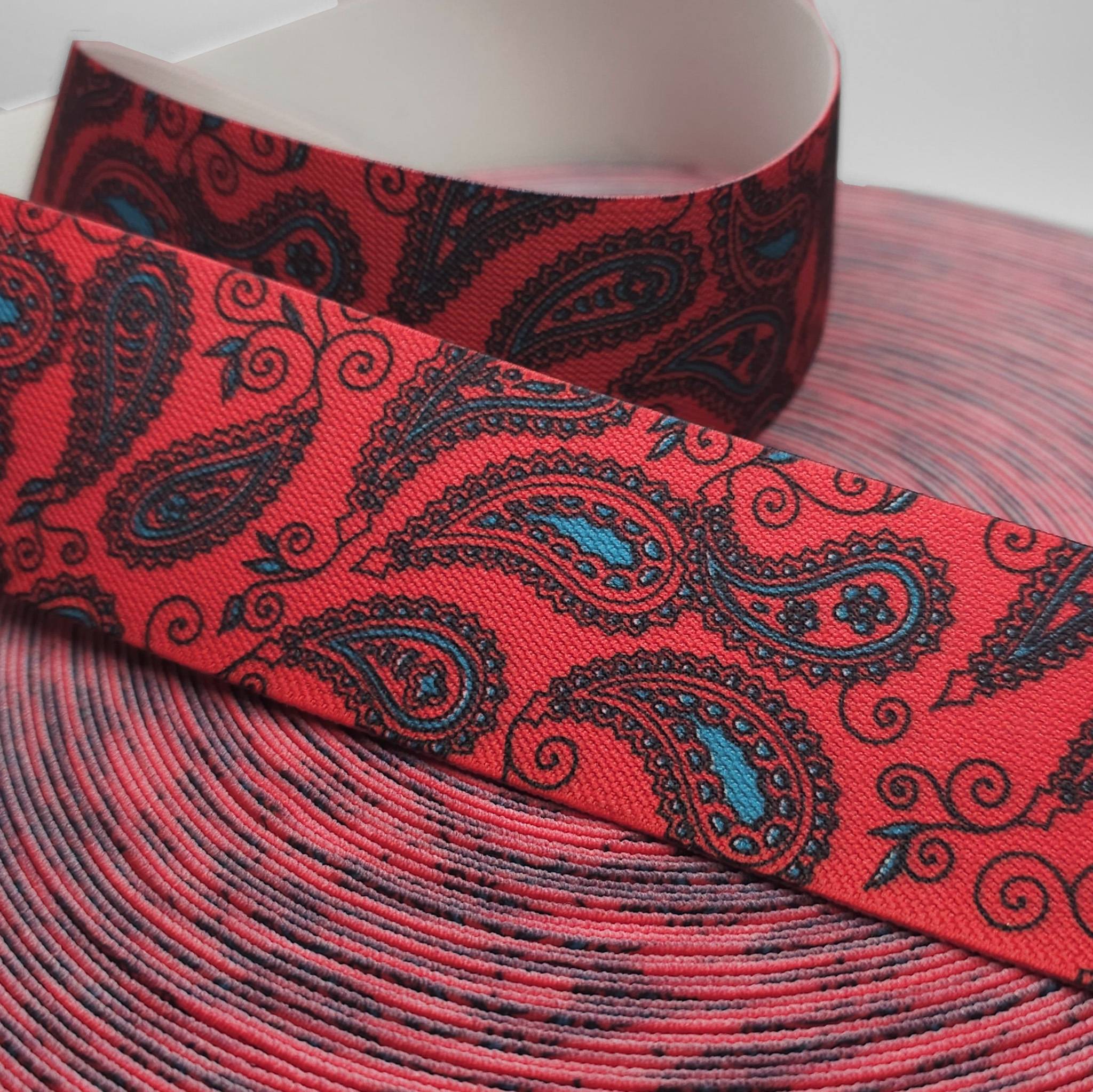 Woven Elastic with Paisley Print – 50mm | Strong, Low-Stretch Elastic ...