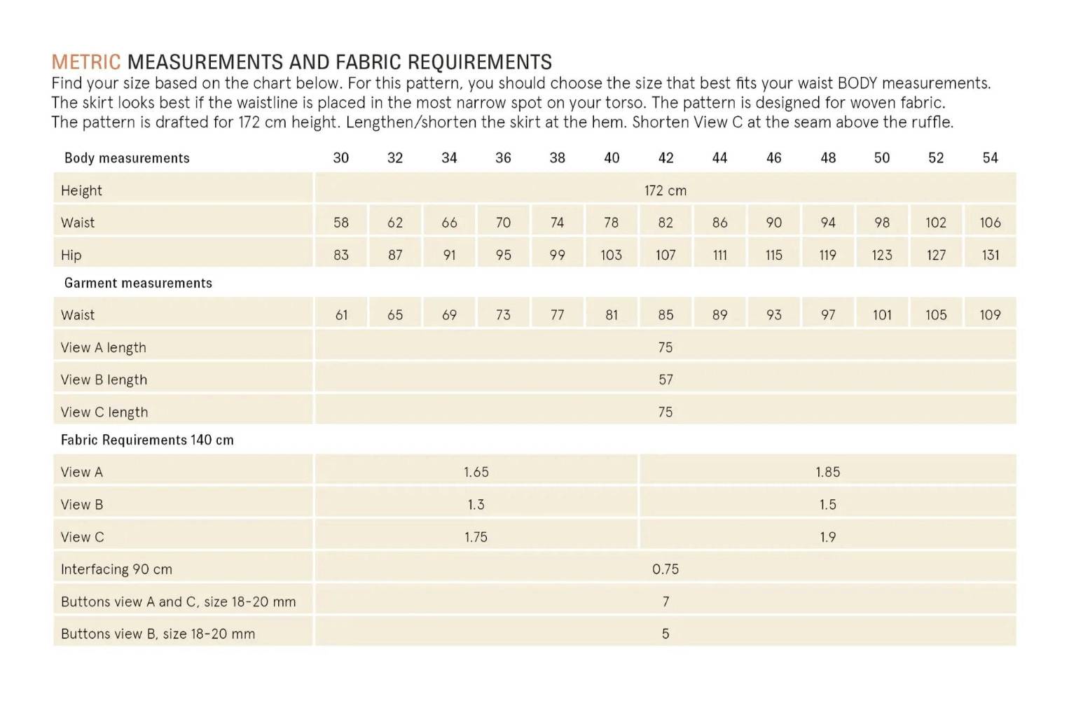 Front Button Skirt PDF Sewing Pattern | Wardrobe by Me | Les Tissées