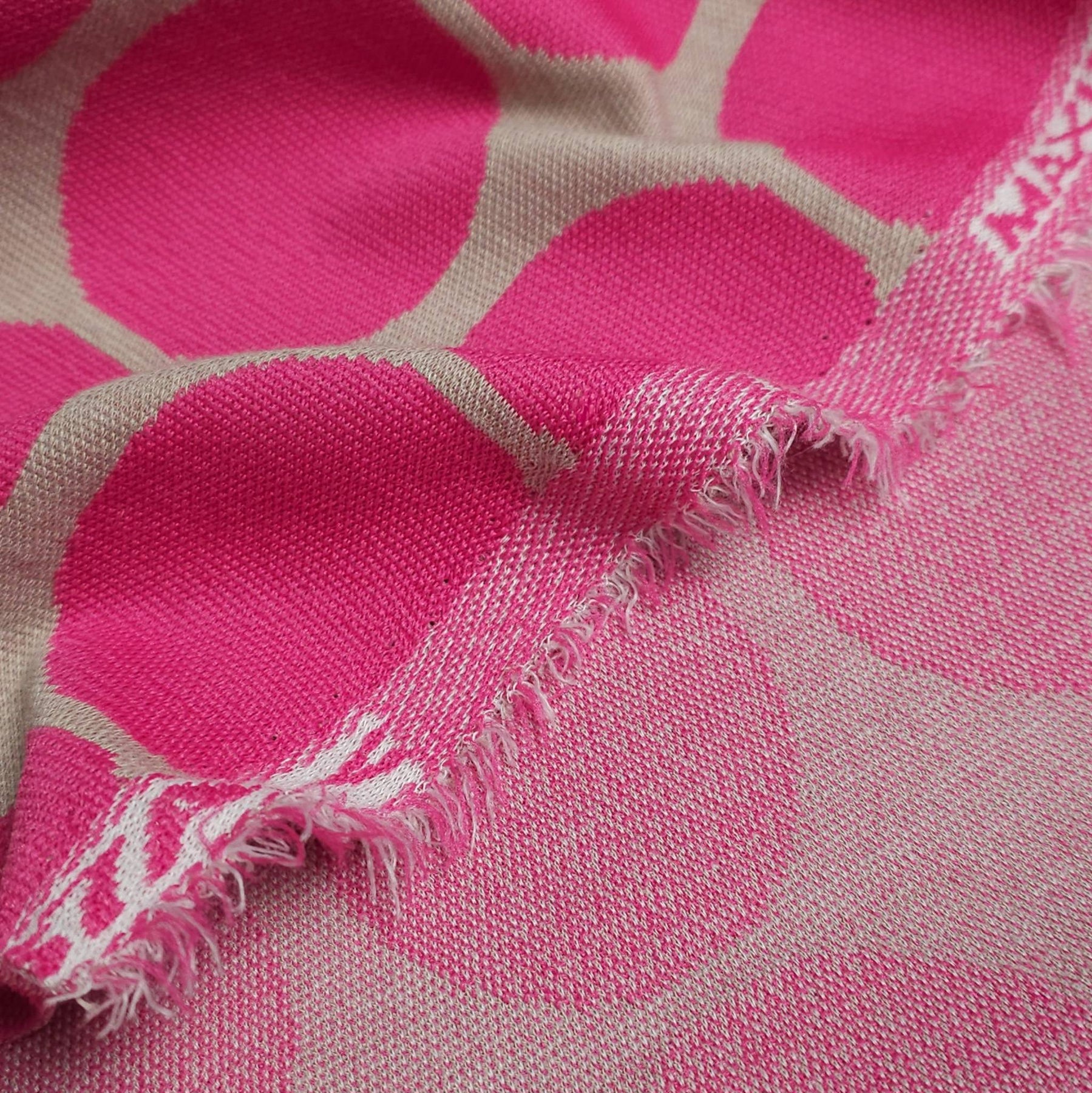 Jacquard Knit Fabric – Hot Pink Polka Dot on Sand | Marigold Exclusive ...