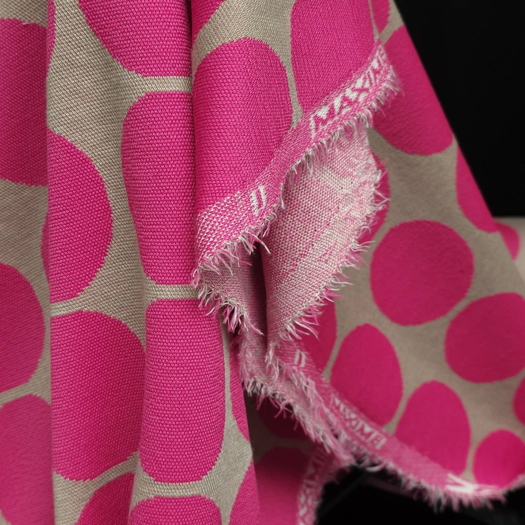 Jacquard Knit Fabric – Hot Pink Polka Dot on Sand | Marigold Exclusive ...
