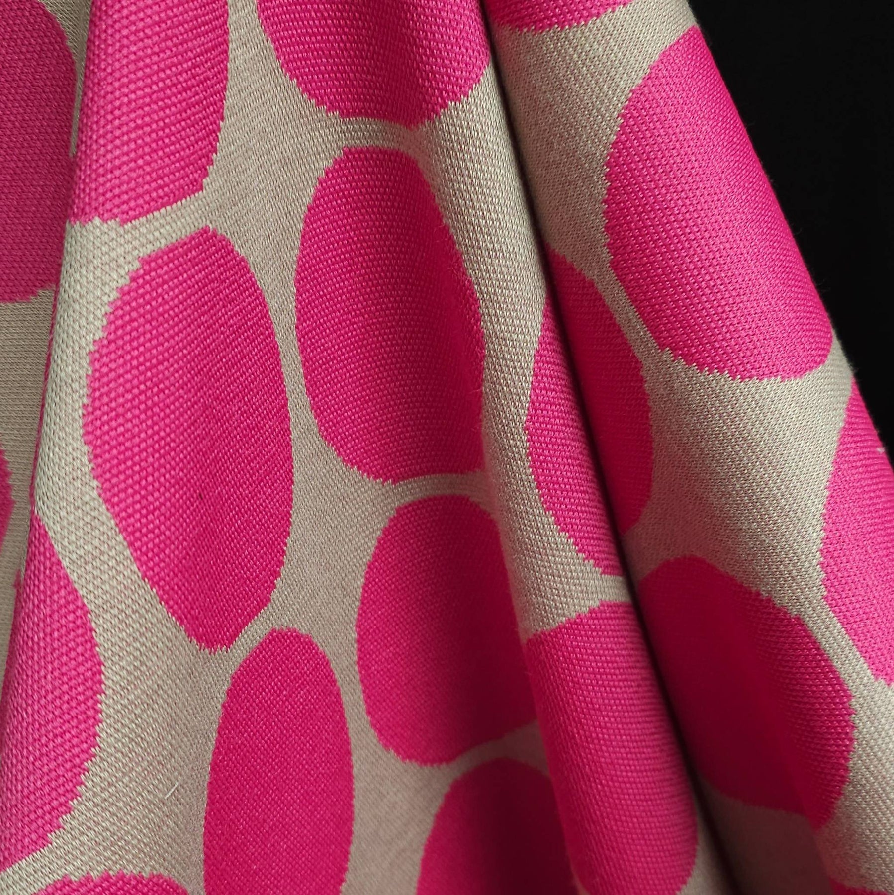 Jacquard Knit Fabric – Hot Pink Polka Dot on Sand | Marigold Exclusive ...