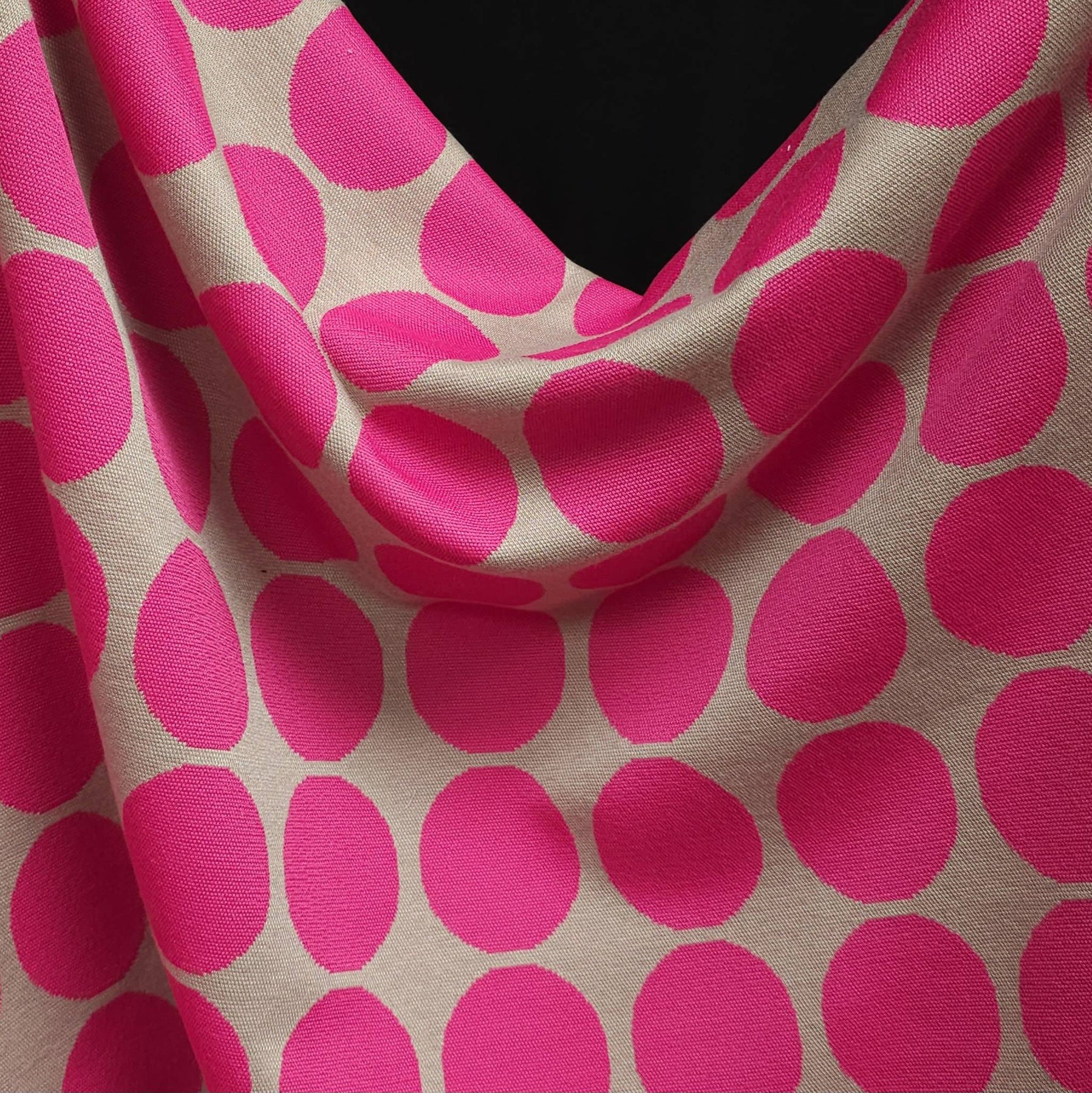 Jacquard Knit Fabric – Hot Pink Polka Dot on Sand | Marigold Exclusive ...